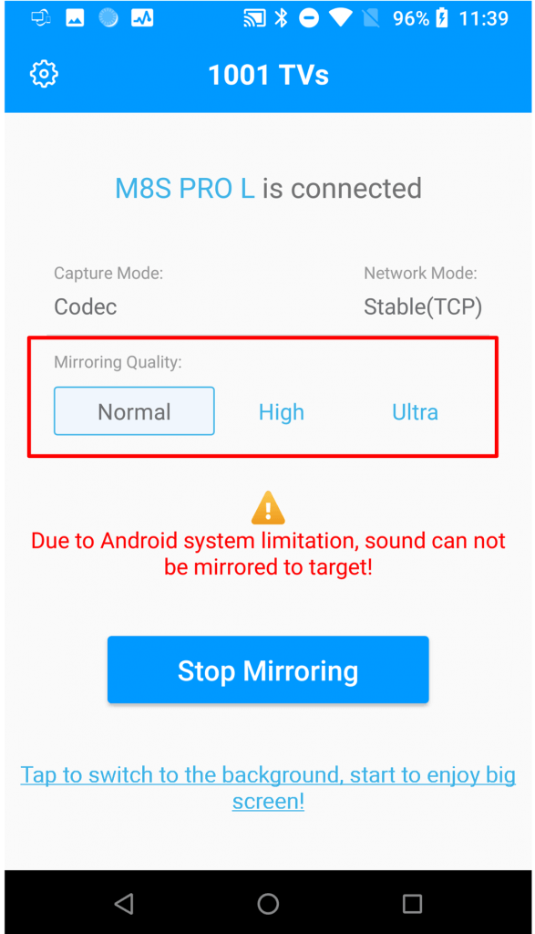 1001 TVs--How to mirro Mirroring screen from Android mobile phone to PC