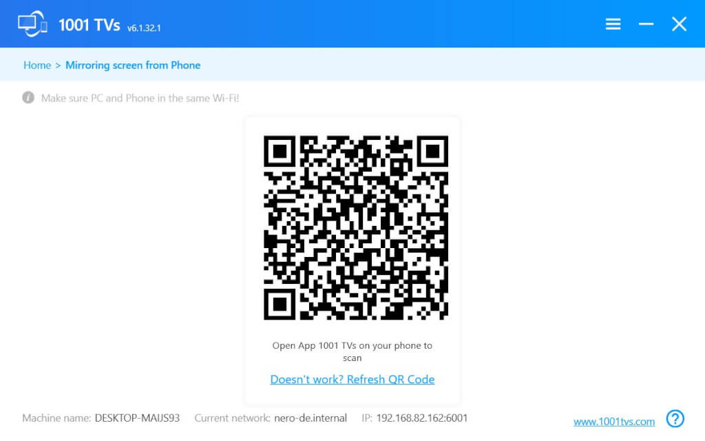 1001 TVs--Please scan the correct QR Code