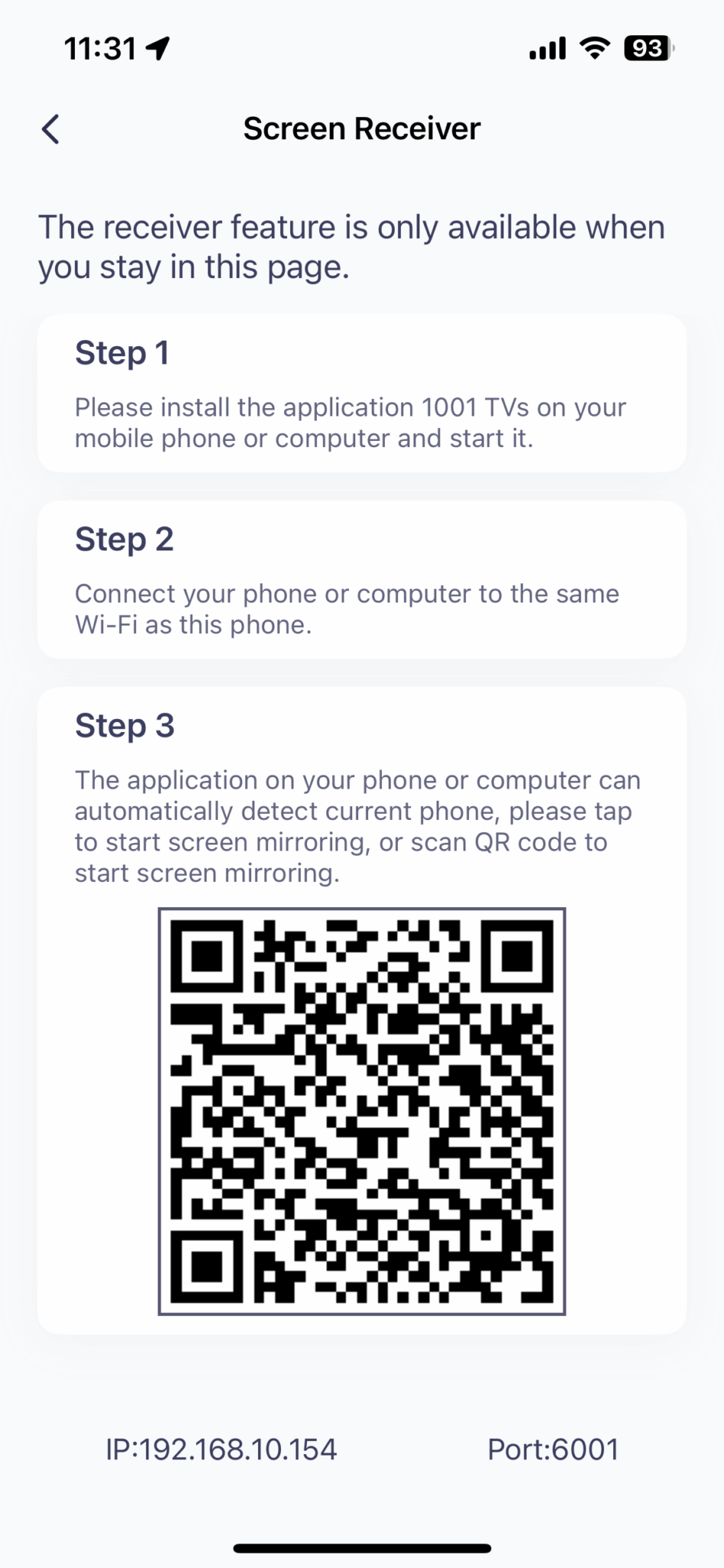 1001 TVs--1001 TVs – Screen Receiver User Guide