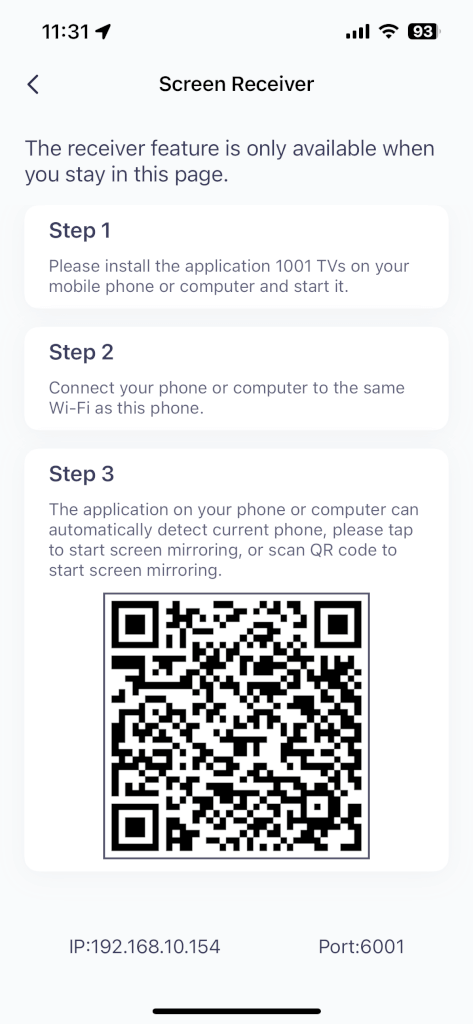 1001 TVs--1001 TVs – Screen Receiver User Guide