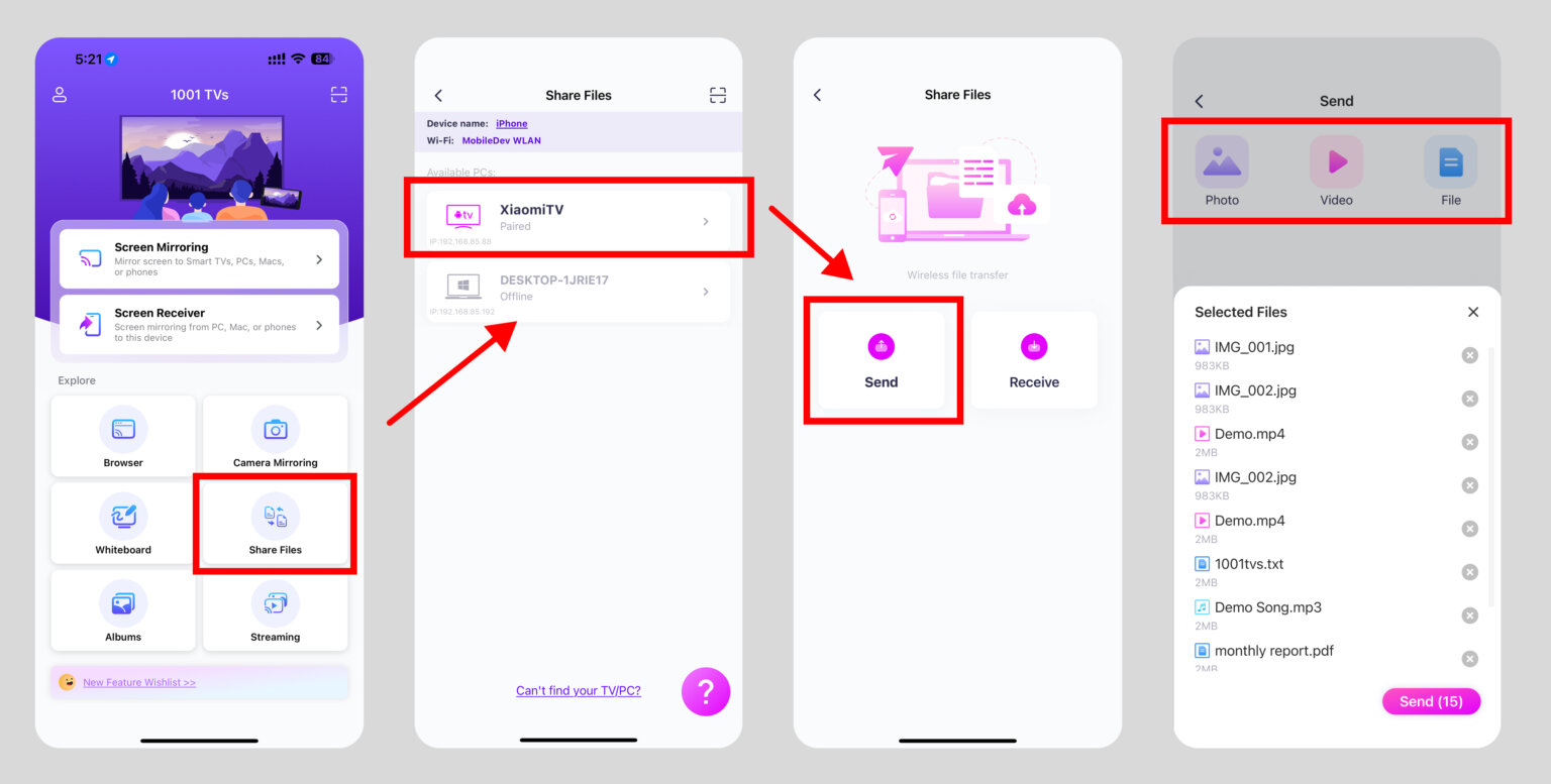 1001 TVs--How to Send Files from Your Phone to Android/Apple TV?